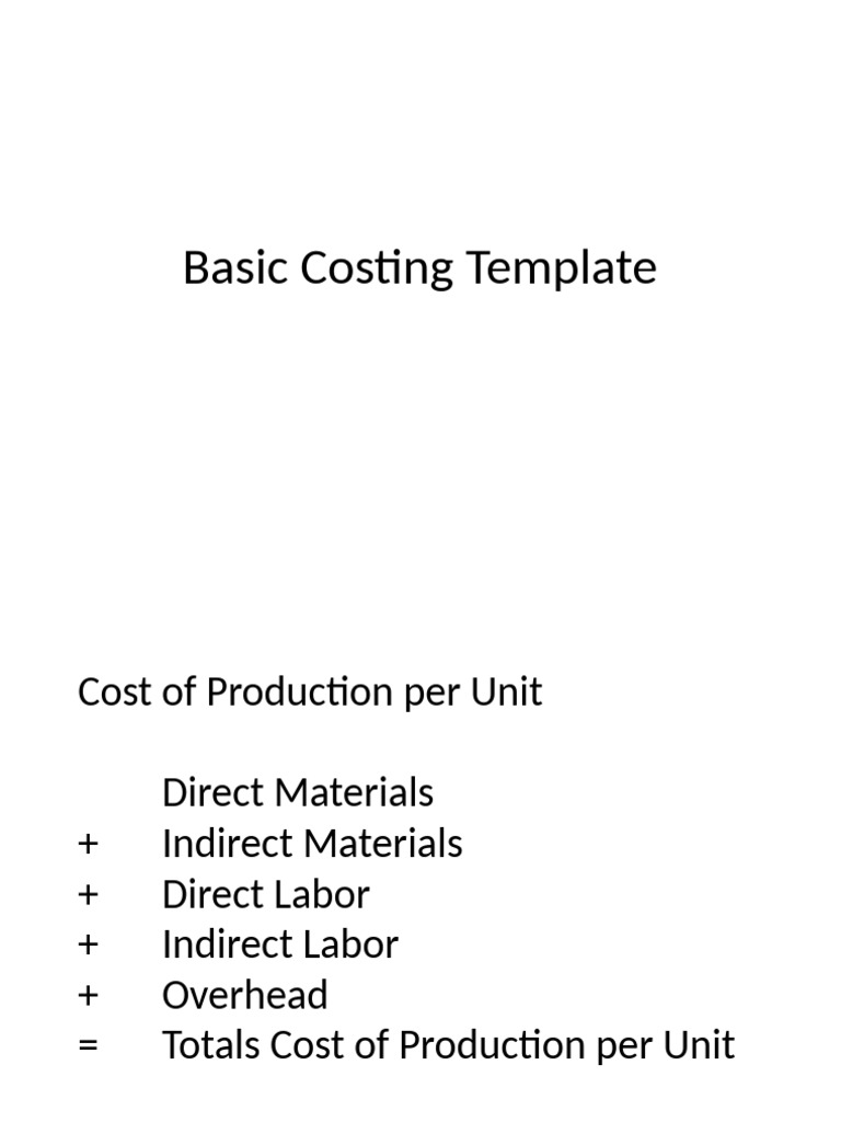 Basic Costing Template Guide | PDF