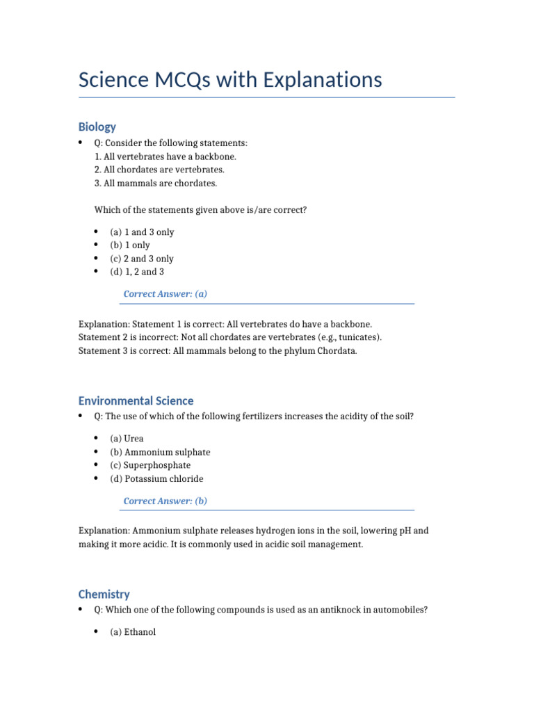 Science MCQs Explained | PDF