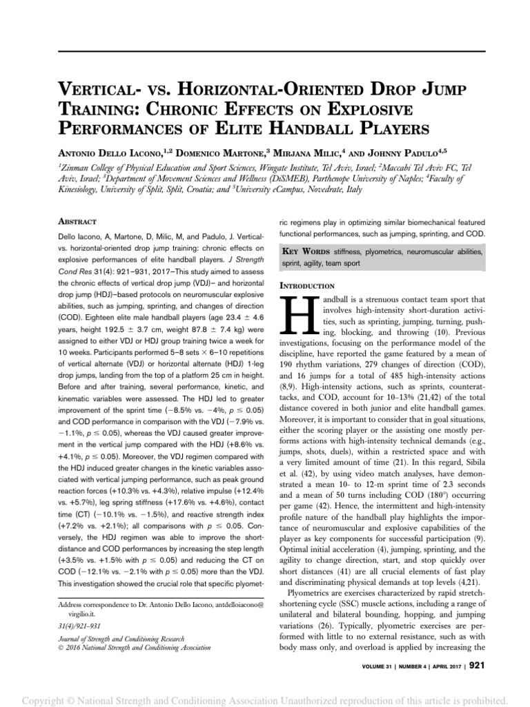 Vertical vs. Horizontal Drop Jump Training | PDF | Strength Training