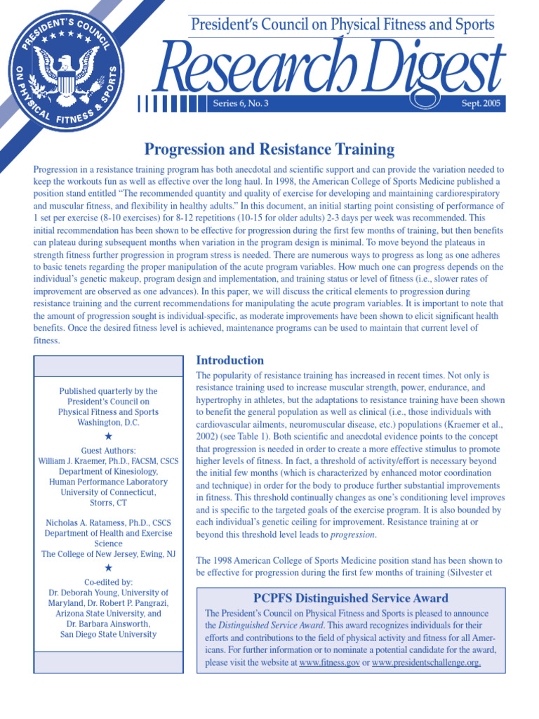 Progression and Resistance Training | PDF | Strength Training | Physical Fitness