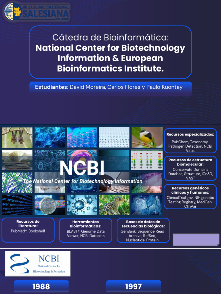 Recursos Clave en Bioinformática: NCBI y EBI | PDF | Centro Nacional de ...