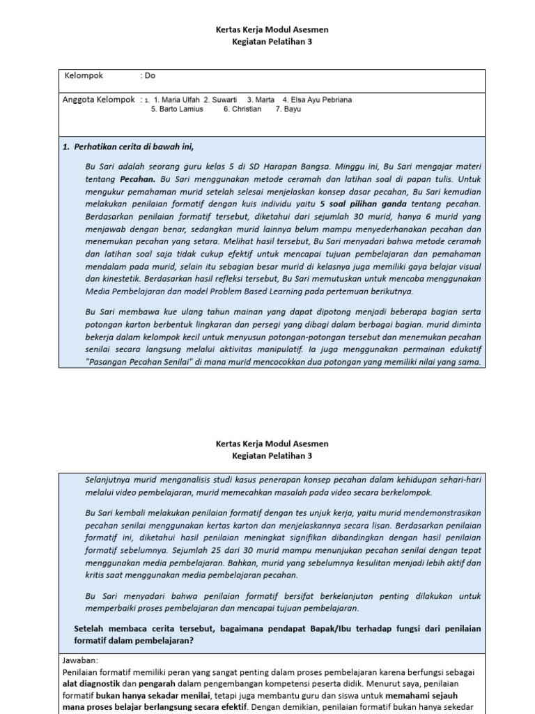 Penerapan Penilaian Formatif dalam Pembelajaran | PDF
