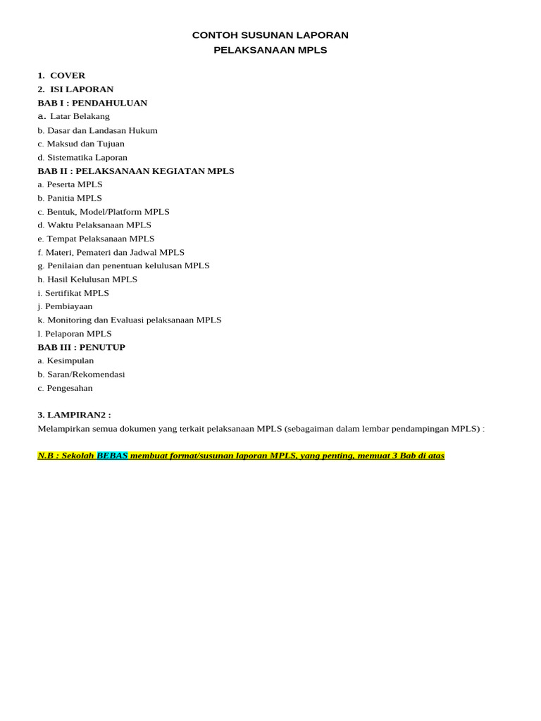 Contoh Laporan Mpls Ramah | PDF