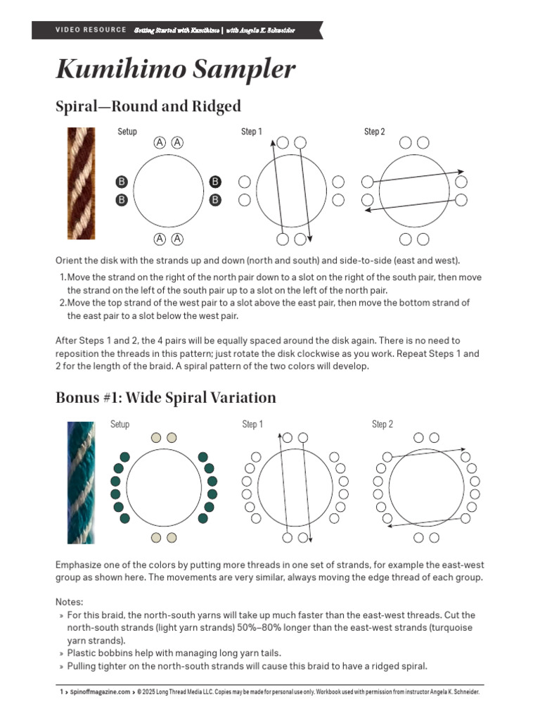 Kumihimo Sampler - Schneider - Kumi Short Sampler Workbook - v3 | PDF