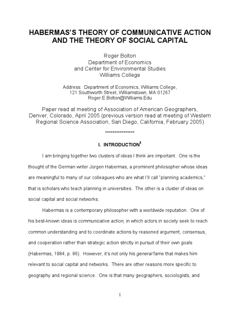 Habermas's Theory of Communicative Action and The Theory of Social ...