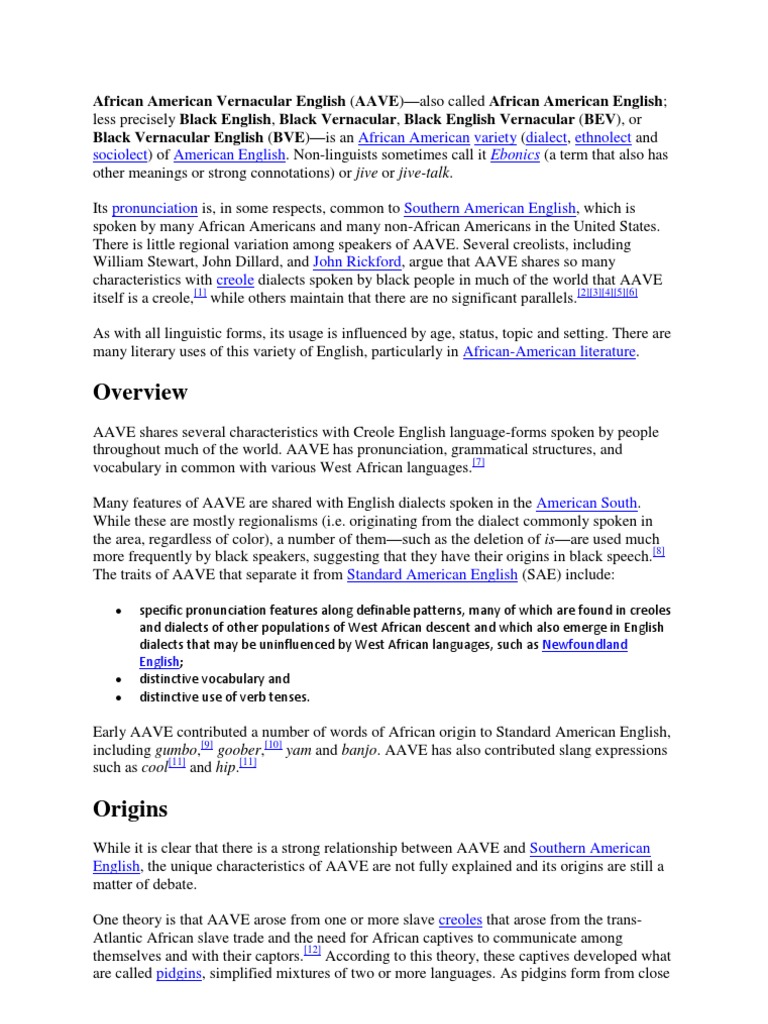 African American Vernacular English | PDF | English Language | Languages