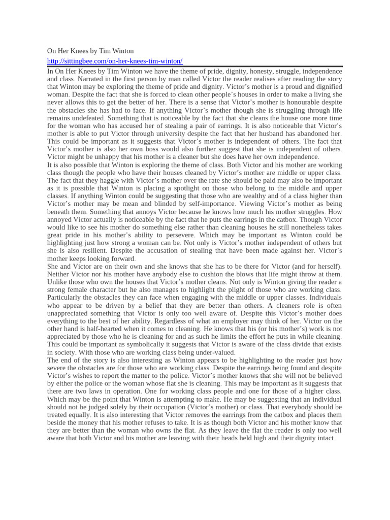On Her Knees - Winton | PDF
