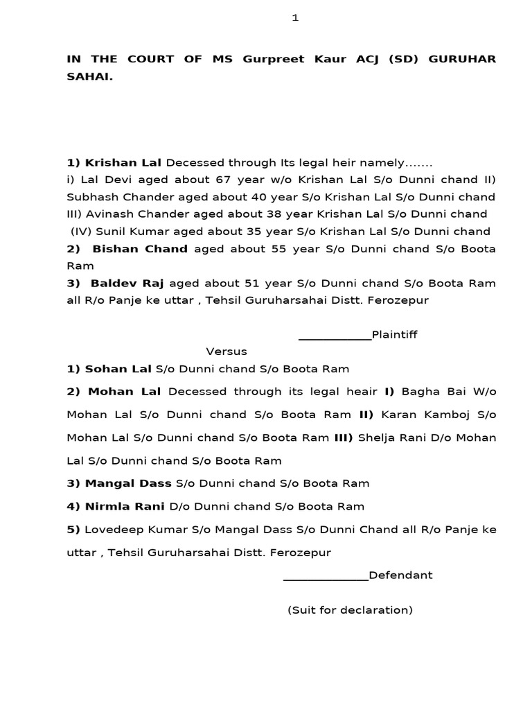 Bishan Chand Versus Vs Sohan LAl | PDF | Lawsuit | Inheritance