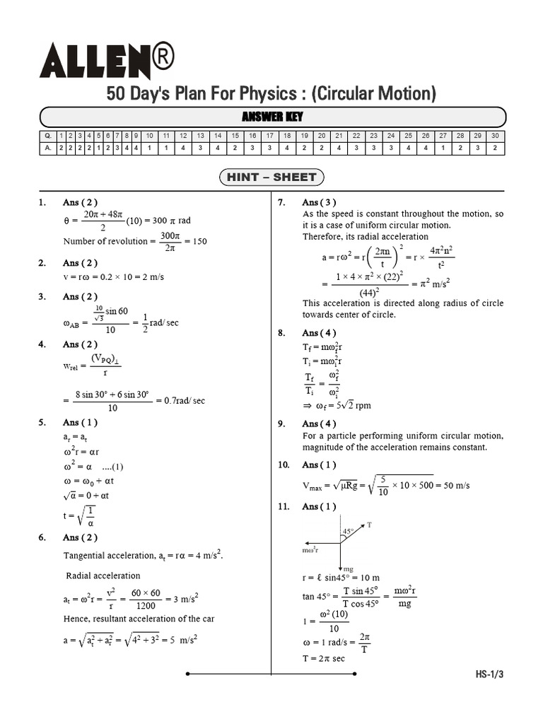 Circular Motion Solution | PDF | Acceleration | Rotation