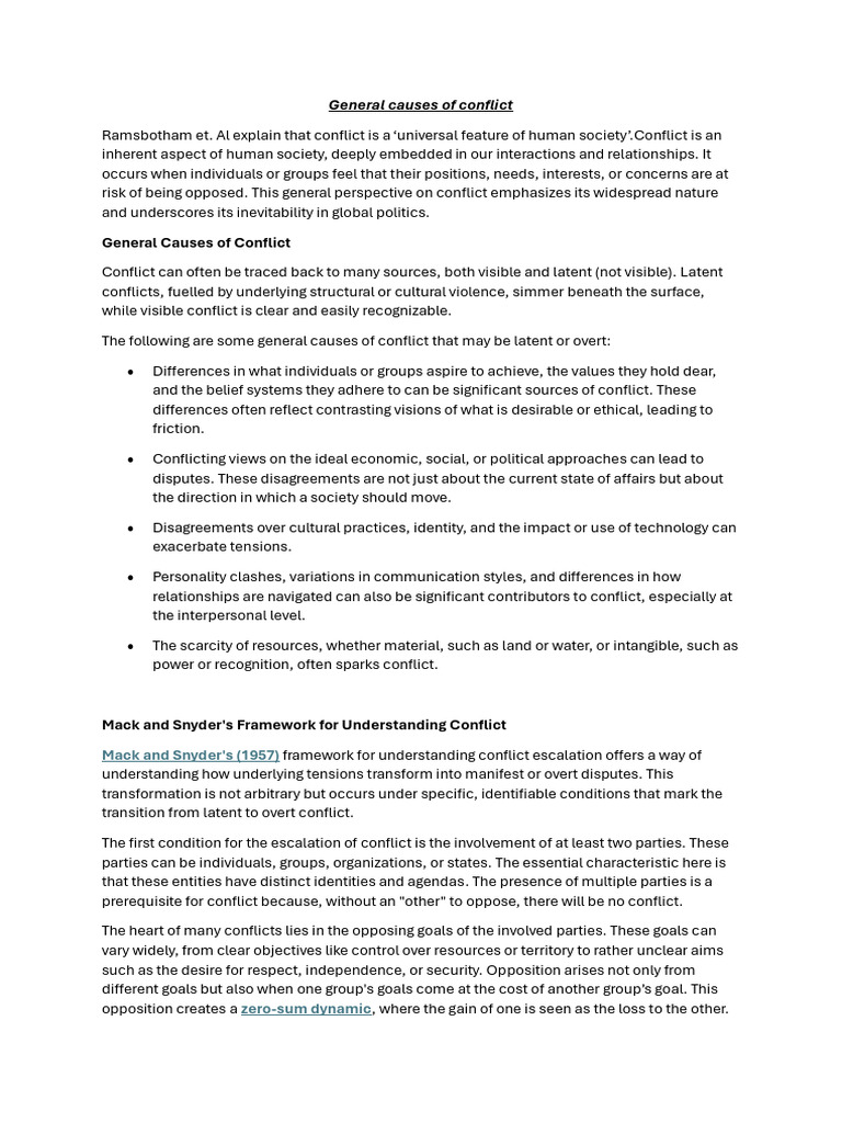 Understanding General Conflict Causes | PDF | Conflict (Process ...
