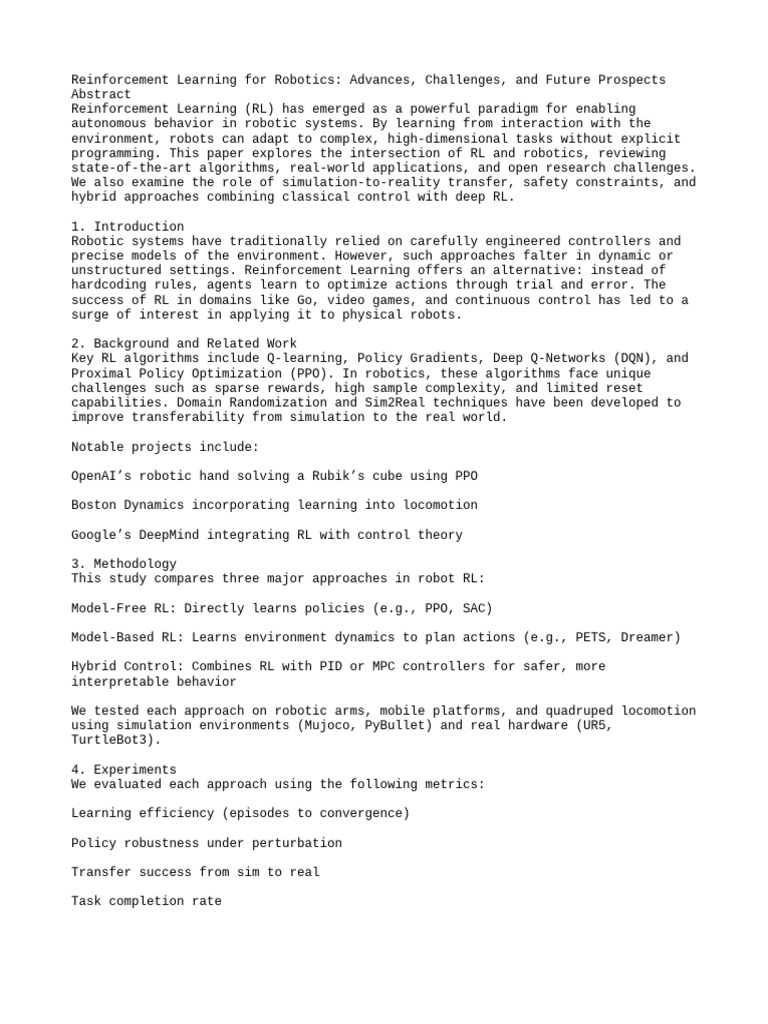 Advances in Reinforcement Learning for Robotics | PDF | Robotics ...
