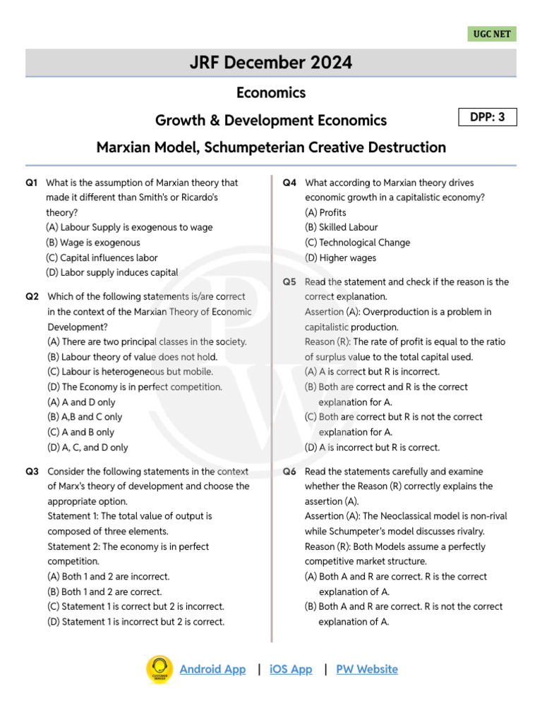 Growth & Development Economics - DPP 03 | PDF | Value (Economics) | Capitalism