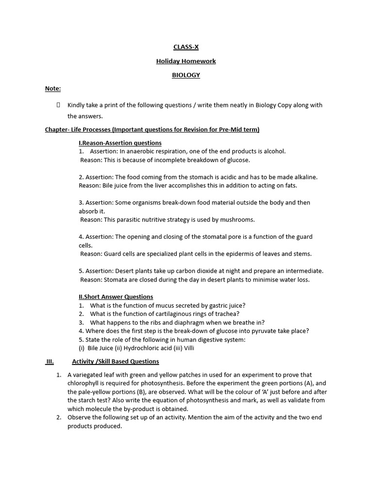 CLASS 10 HHW Biology 1 | PDF | Stoma | Biology