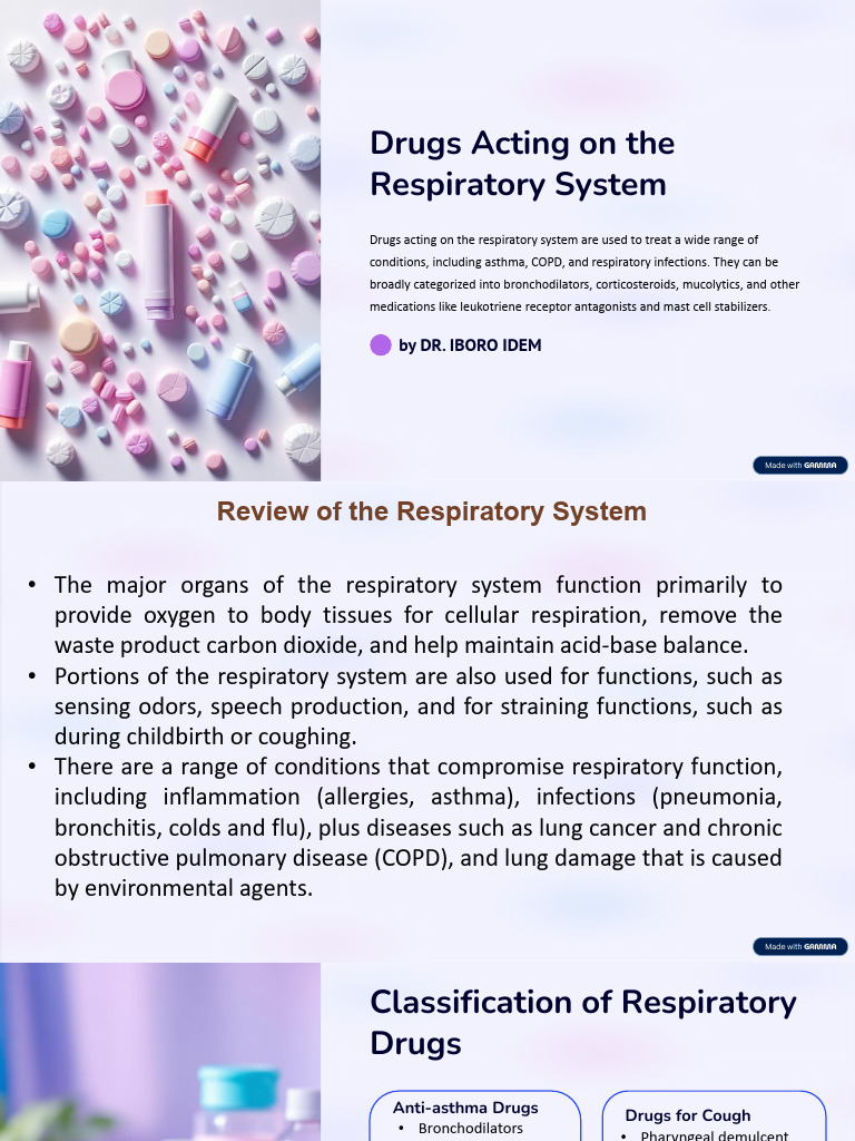 Drugs Acting On The Respiratory System | PDF | Asthma | Chronic ...