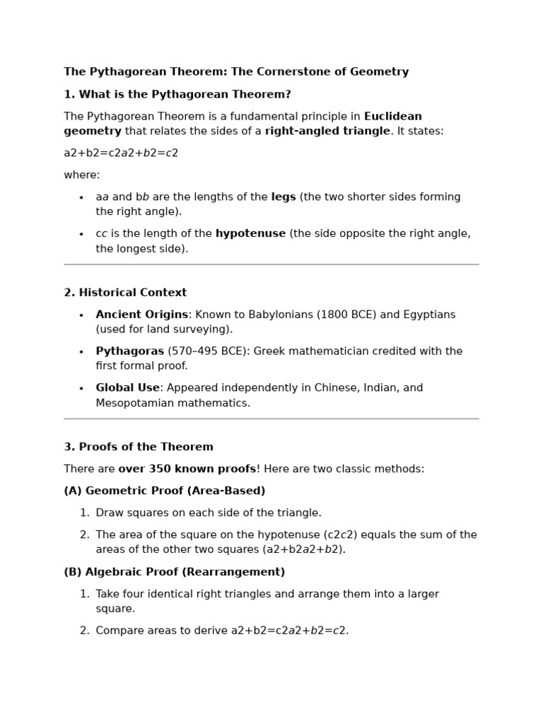 The Pythagorean Theorem | PDF | Mathematics | Geometry