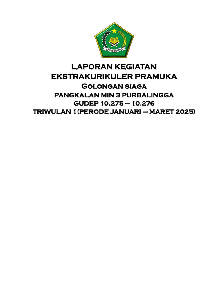 Laporan Ekstrakurikuler Pramuka Siaga Tri Wulan 1 2025 - Arum Edit | PDF