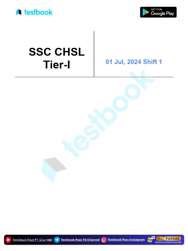 SSC CHSL Exam 2024 Tier-I Official Paper (Held On - 01 Jul, 2024 Shift ...