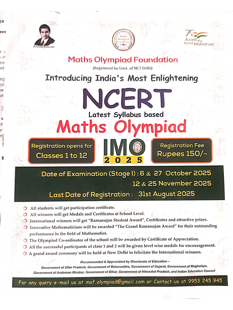 Maths Olympiad-IMO 2025 For Classes 1 To 12 | PDF