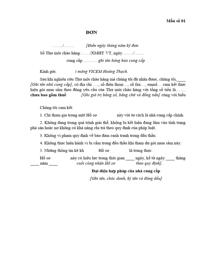 2023Các Biểu Mẫu Chào Hàng (Nhập Khẩu) | PDF