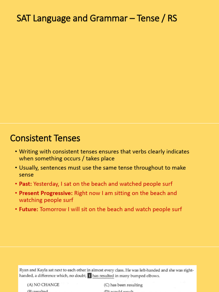 Mastering SAT Tenses and Grammar Rules | PDF | Grammatical Tense ...
