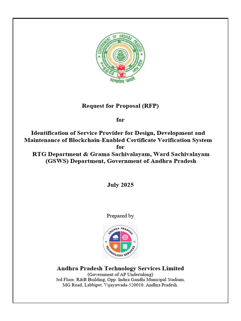 RFP Blockchain Certificate Verification System 03072025 | PDF | Request For Proposal | Banks