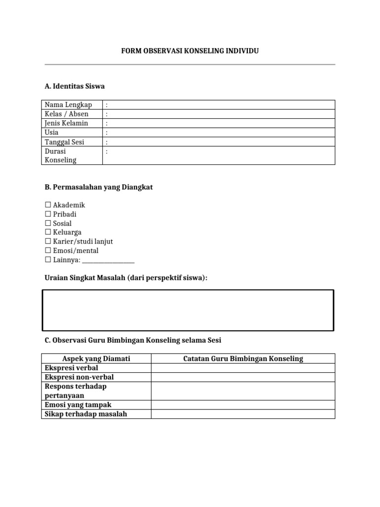 Format Observasi Konseling Individu | PDF