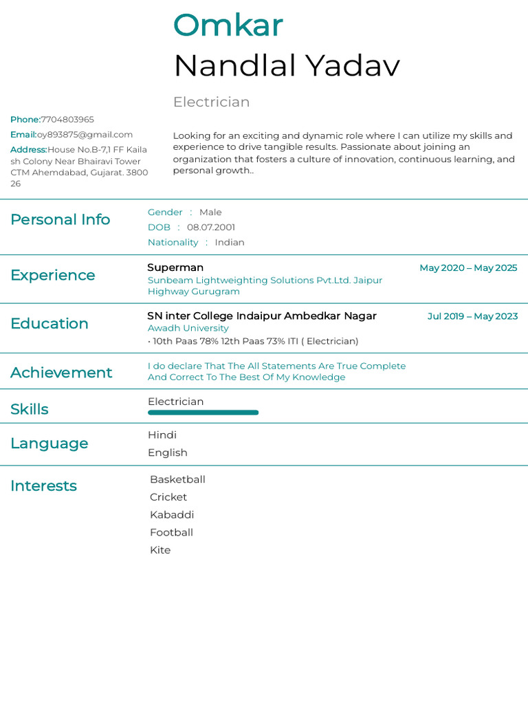 Omkar Resume 633 | PDF