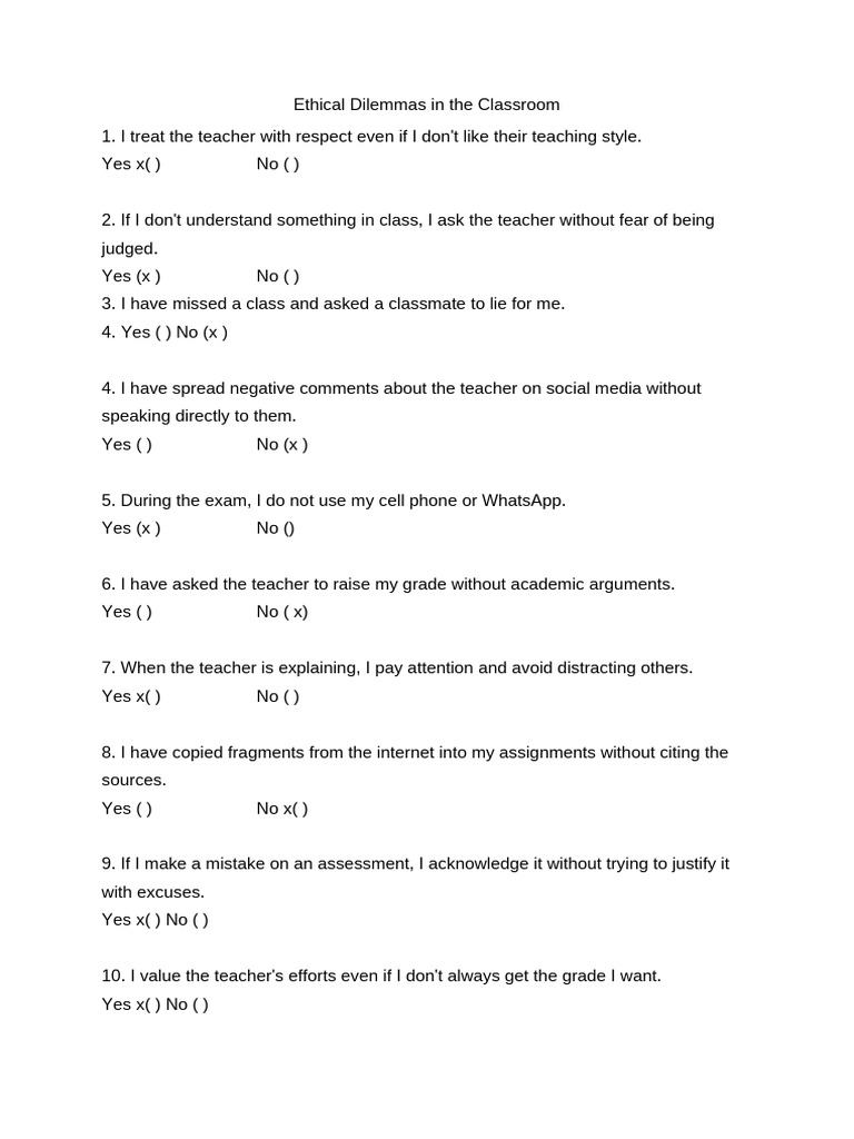 Ethical Dilemmas in The Classroom | PDF