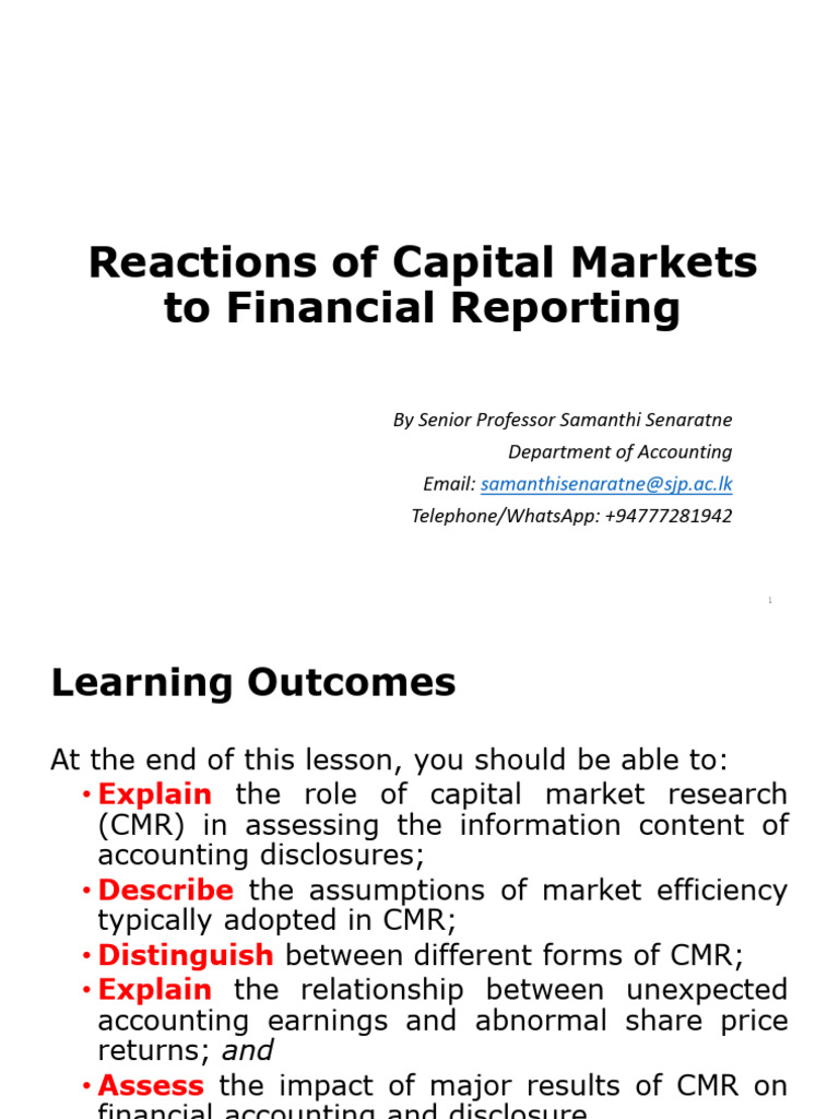 Capital Markets and Financial Reporting Insights | PDF | Efficient ...