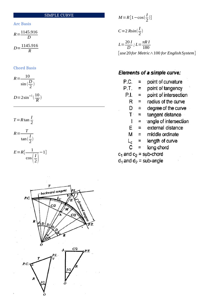 Route Surveying Formula | PDF
