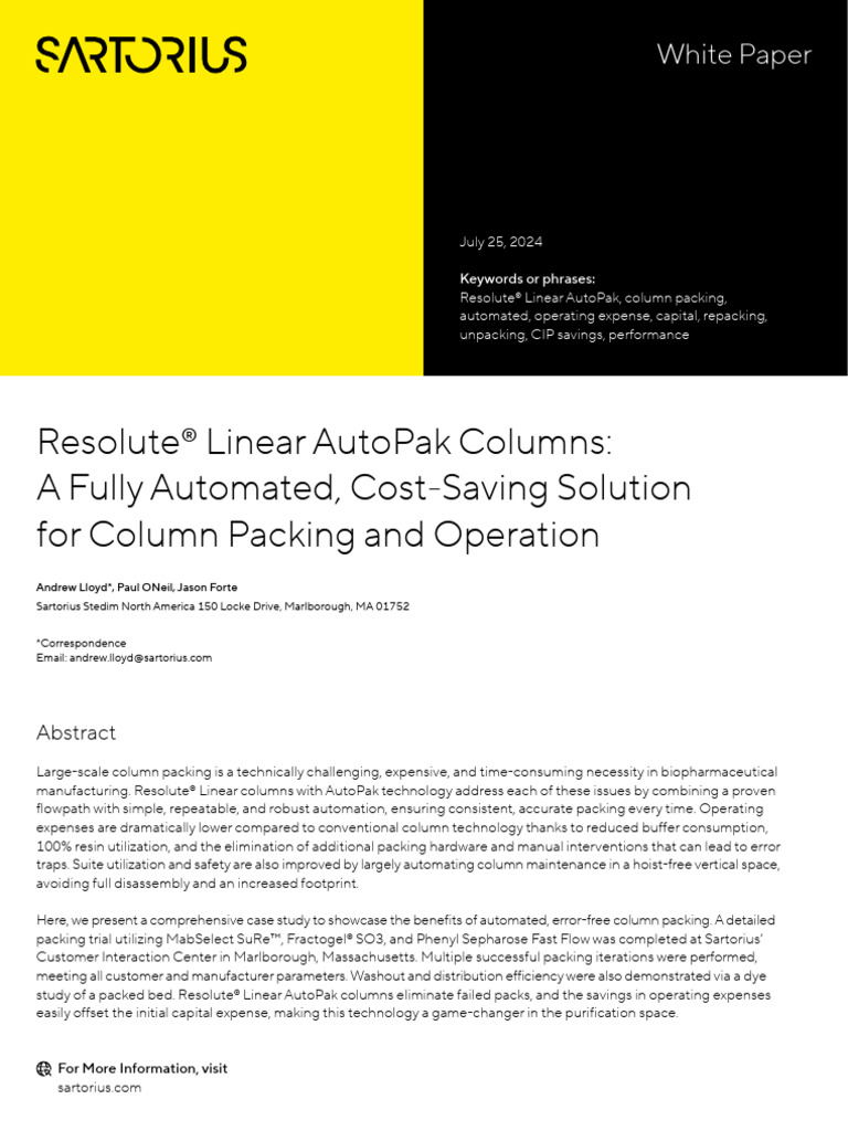 Resolute Linear Autopak Columns White Paper B en PDF Data | PDF ...