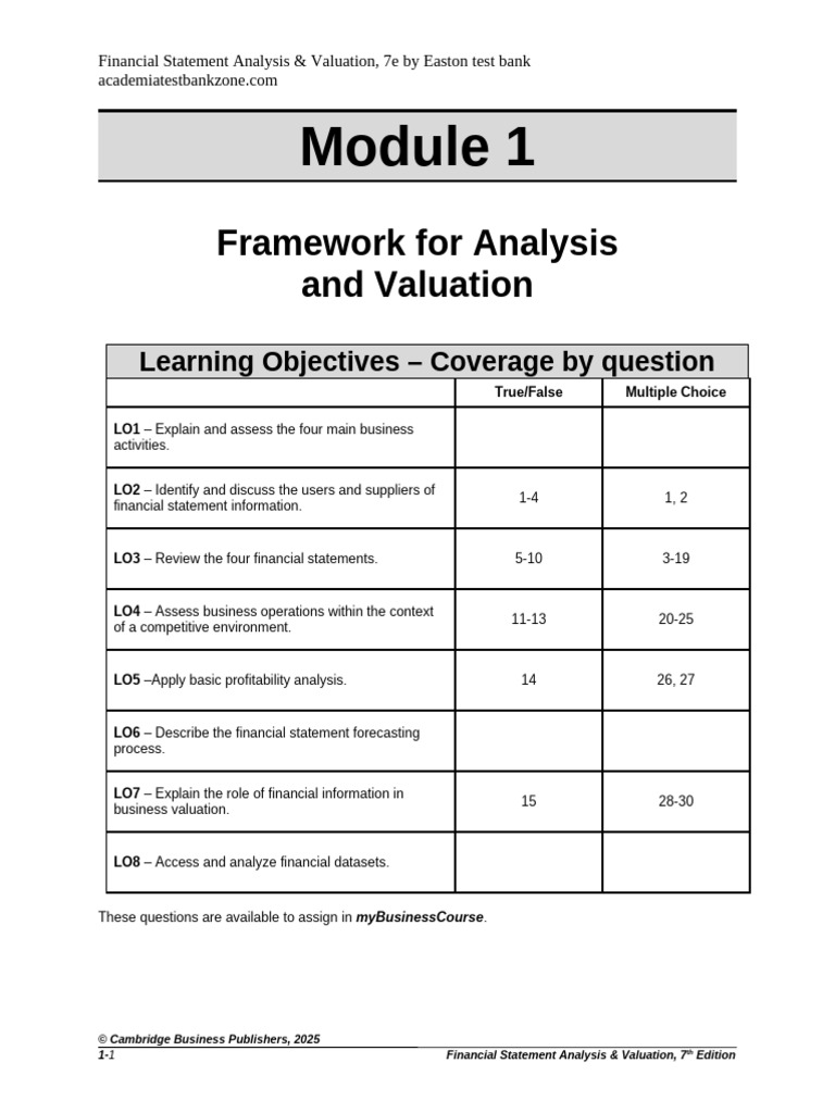 Financial Statement Analysis & Valuation, 7e by Easton, McAnally Test ...