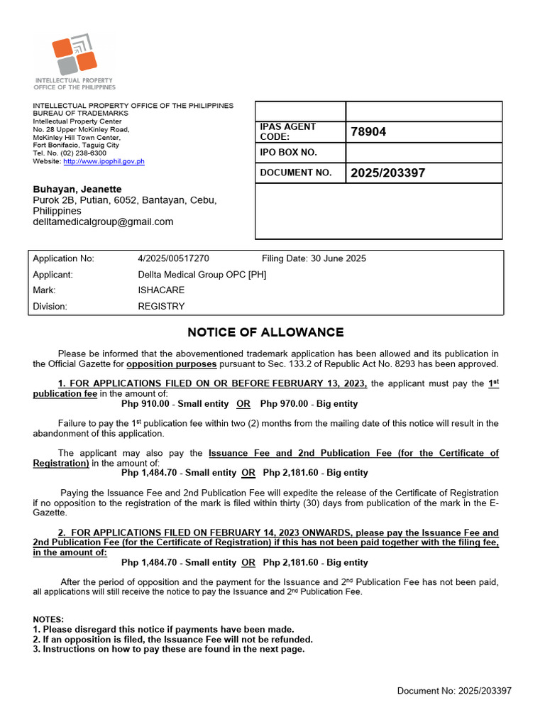 4-2025-517270 - Notice of Allowance (National) - B-2025-203397 | PDF ...