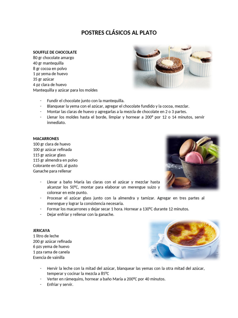 Repostería-Clase 5 (Postres Clásicos) | PDF | Chocolate | lactoso