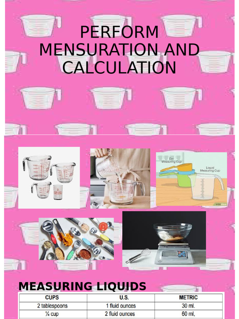 Cookery 8 Perform Mensuration and Calculation | PDF