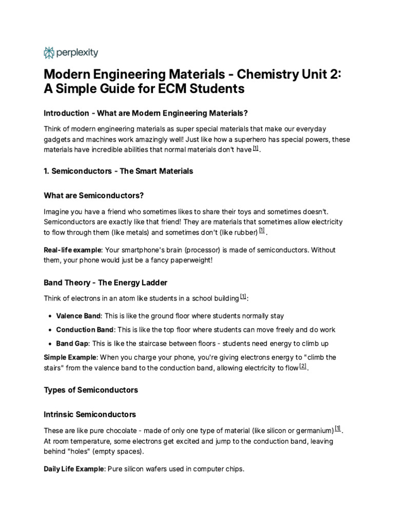 Modern Engineering Materials - Chemistry Unit 2 - A | PDF ...
