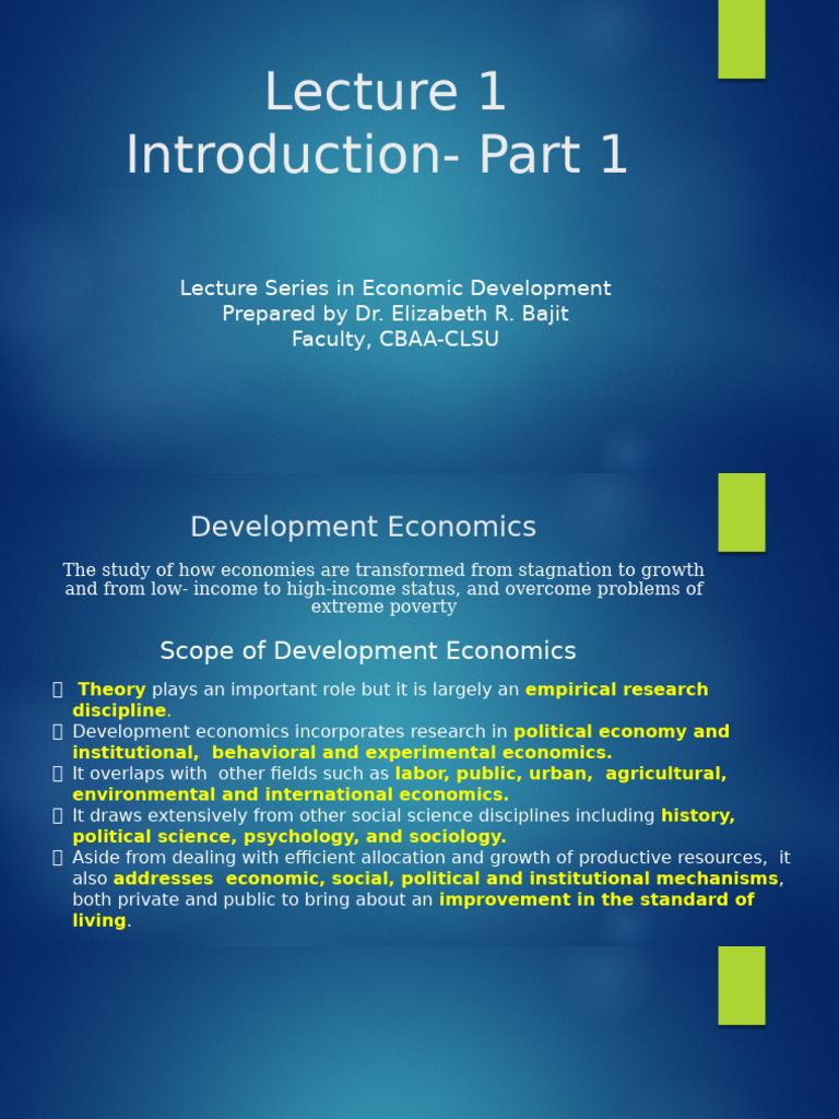 ECON 2205 Lect 1 Intro Part 1 Updated Fe 2 2025 | PDF | Economics | Development Economics