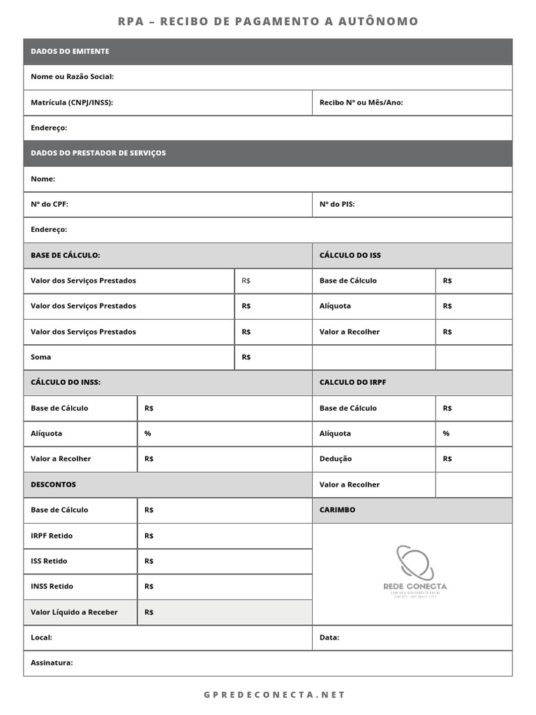 Rpa - Recibo de Pagamento a Autônomo | PDF