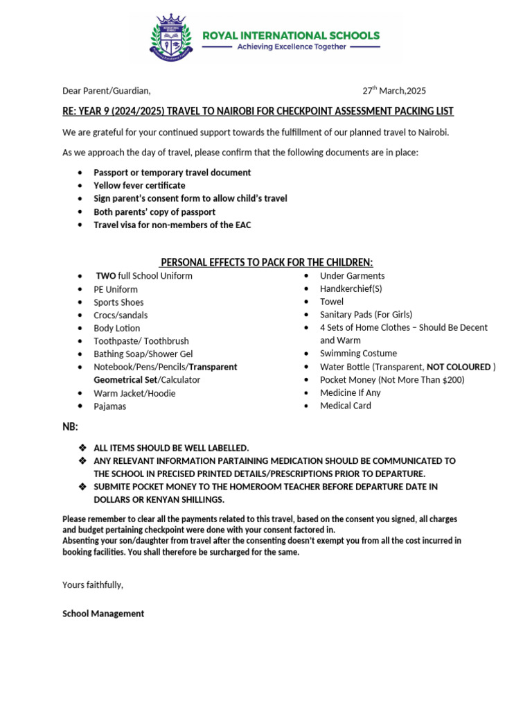 Cambridge Checkpoint Candidates Pack List | PDF