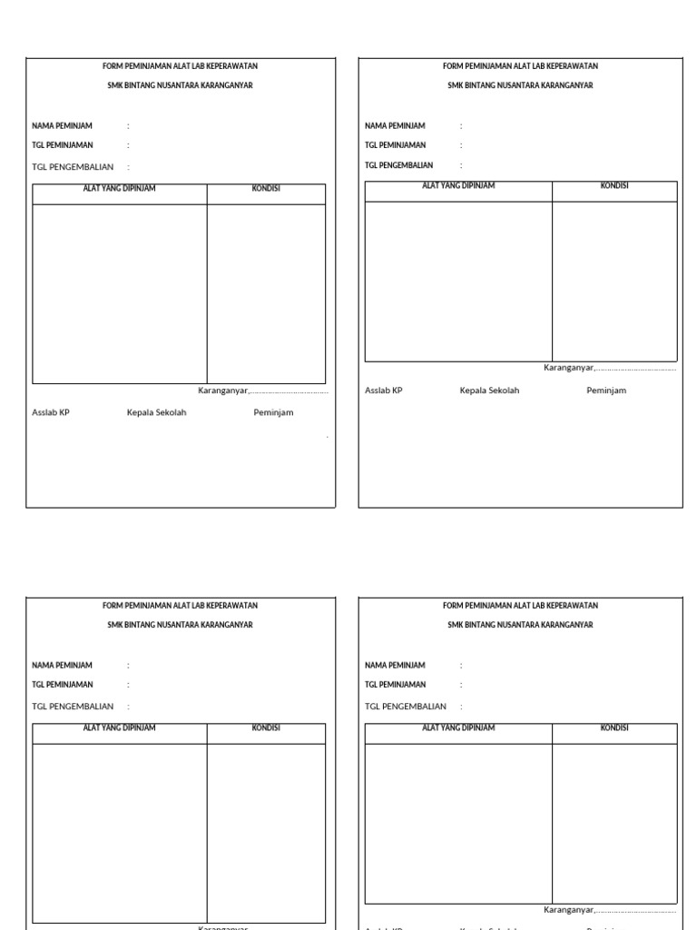 Form Peminjaman Alat | PDF