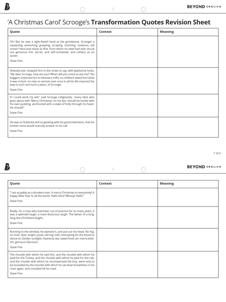 Scrooge's Transformation in Stave 4 Quotes | PDF | Ebenezer Scrooge | A ...