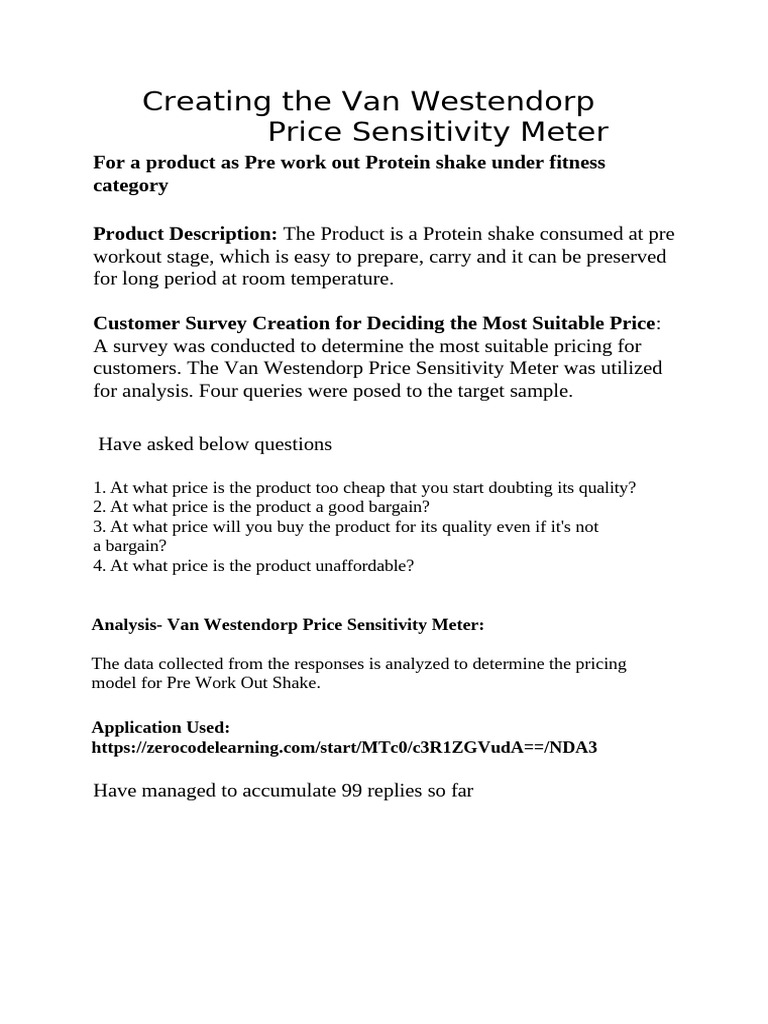 Creating The Van Westendorp Price Sensitivity Meter | PDF