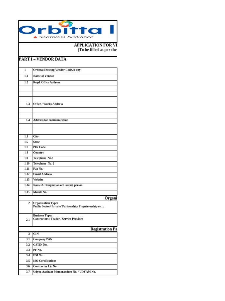 Vendor Pre Qualification Form | PDF