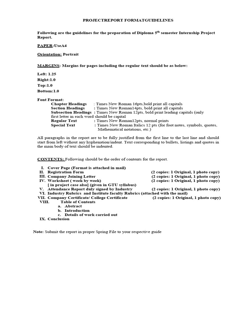 Diploma Project Report Guidelines | PDF