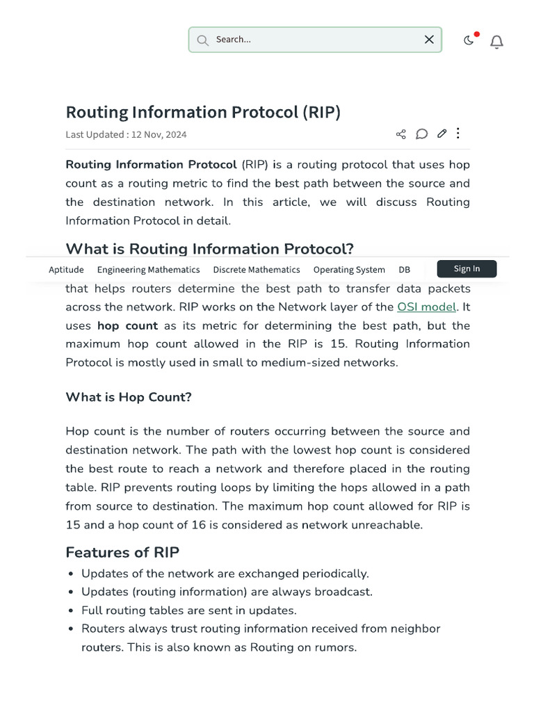Rip Protocol | PDF