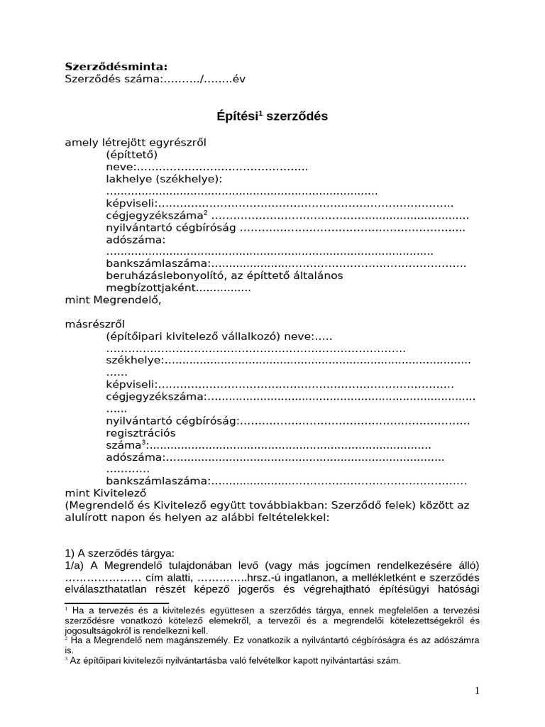 Epitesi Szerzodes Jav20111123 | PDF