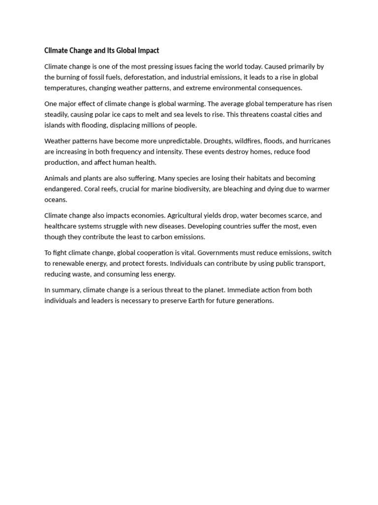 Climate Change and Its Global Impact | PDF