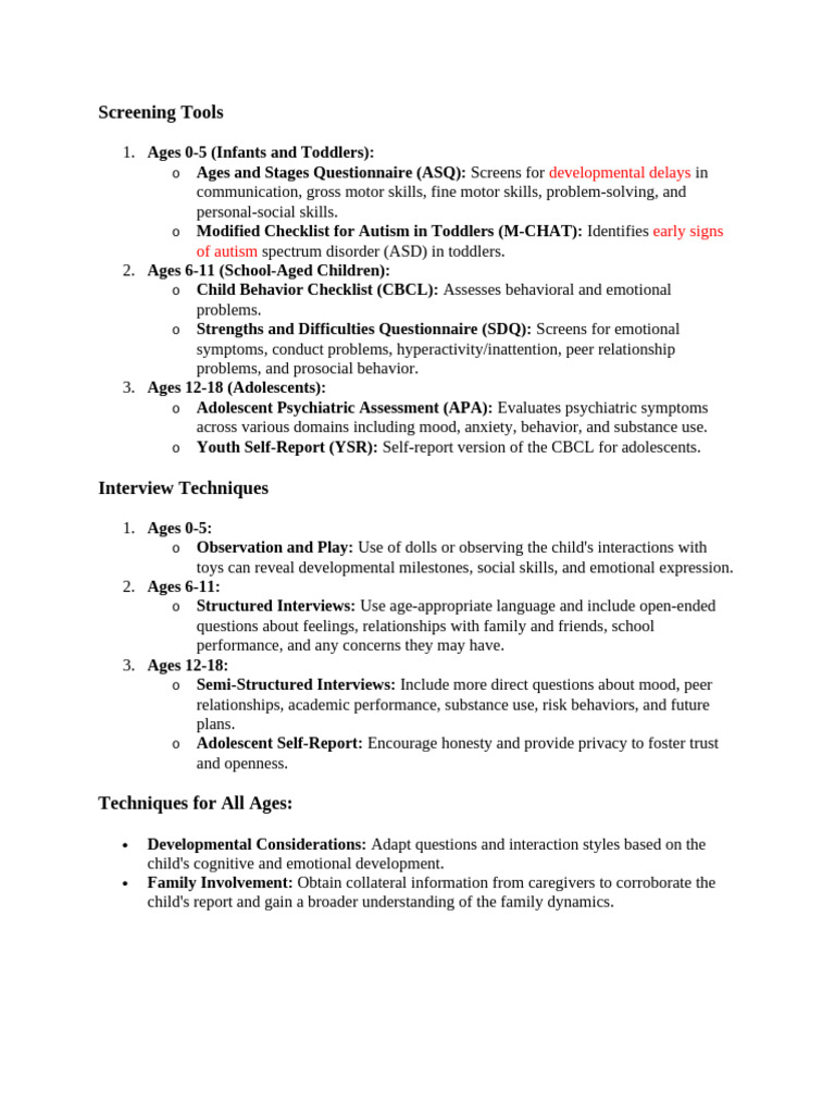 Peds Screening Tools | PDF | Attention Deficit Hyperactivity Disorder ...