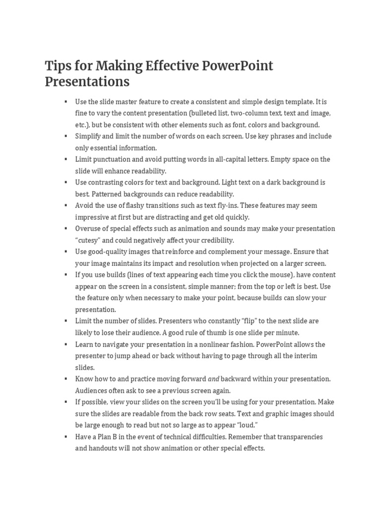 Effective PowerPoint Presentation Tips | PDF | Typefaces | Microsoft ...