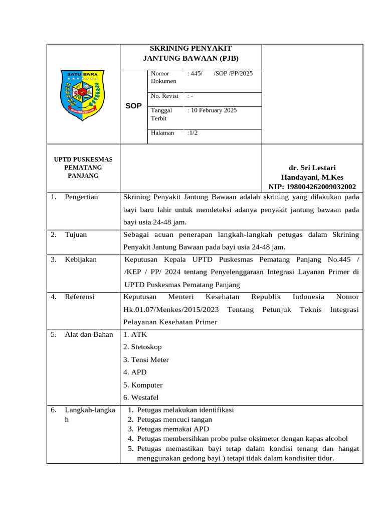 Sop Skrining Pjb-2 PP | PDF